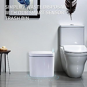 4 Gallon Garbage can,Small Bathroom Trash Can,Smart Trash can, Extra Wide Opening, Automatic Opening and Closing lid, Motion Sensor, Non-Contact Trash can with lid for Kitchen Bathroom Office