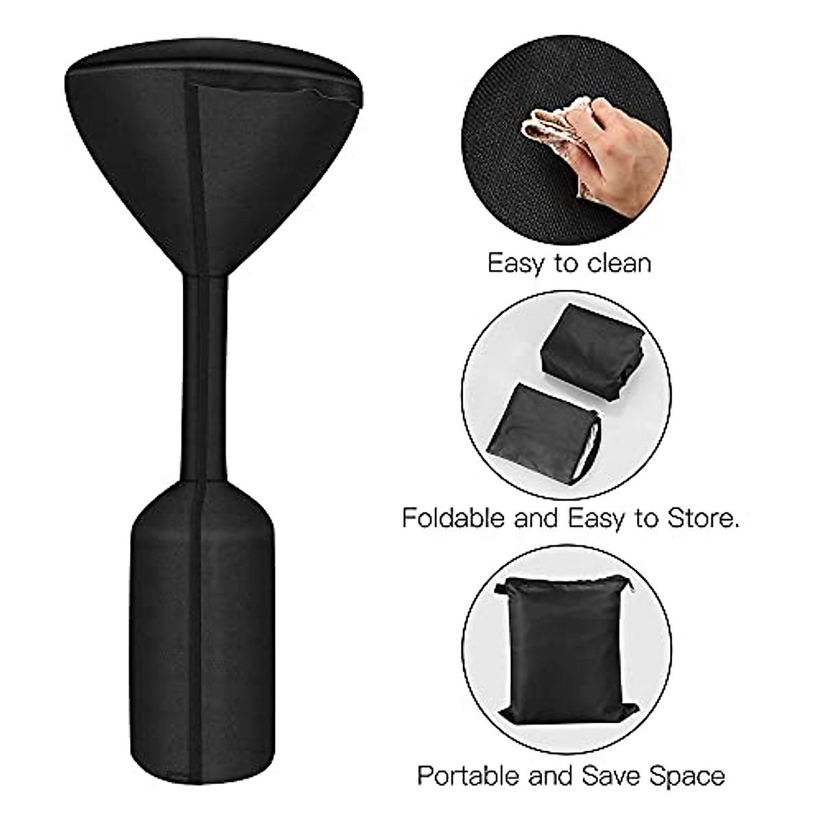 Patio Heater Covers Upgraded with Zipper and Storage Bag,Waterproof,Dustproof,Wind-Resistant,Sunlight-Resistant,Snow-Resistant,Black,95'' Height x 34" Dome x 18.5" Base