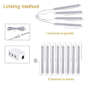 8pcs LED Under Cabinet Lights, Dimmable Kitchen Cabinet Strip Lighting Fixture, Hardwired Under Counter Lighting for Cupboard, Showcase, Shelf, 12in 24V DC(Warm White)