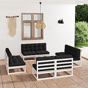 WEHUOSIF 8 Piece Patio Lounge Set with Cushions,Garden Lounge Set,Combination Sofa,Pool Sofa Set,Conversation Sofa,Party Furniture,for Homes,Offices,Living Room,Cafes,Solid Pinewood