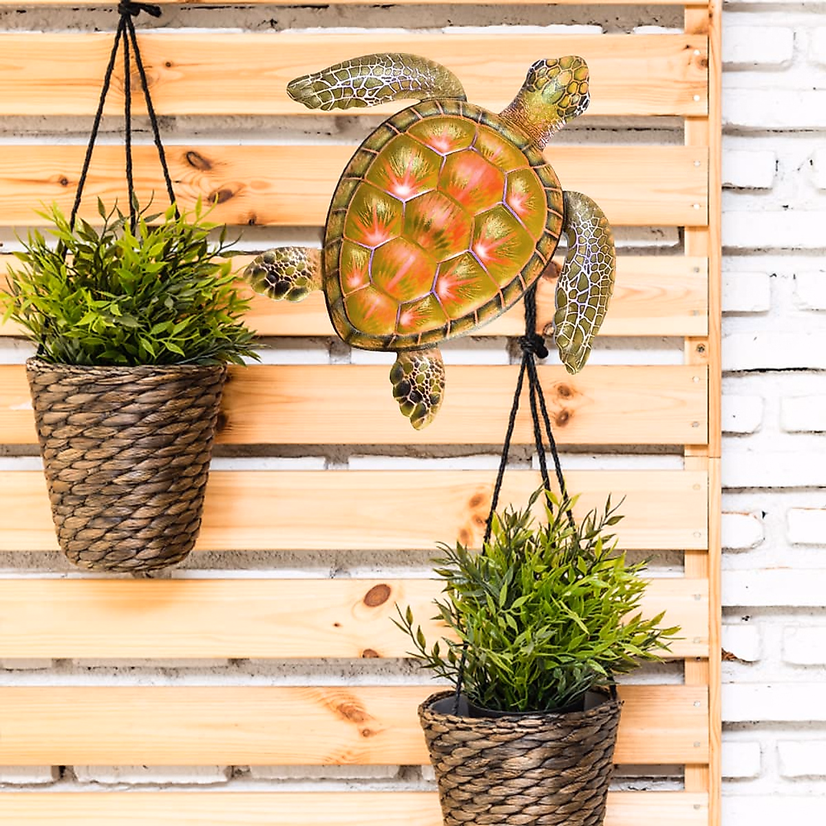 Surakey Metal Sea Turtle Wall Decor Sea Turtle Wall Art Decor Hanging Animal Ornament for Home Bedroom Living Room Office Garden Fences Aquarium Ocean Wall Decoration (Green)