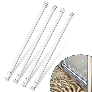 KUANVE 4 Pack Window Security Bars Adjustable Sliding Glass Door Bar Sliding Door Security Bar Window Safety Lock Bar with Rubber Tips for Children Home, Extends from 15.8-27.6 Inch (White)