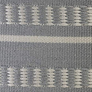 LR Home Dash and Stripe Geometric Indoor Outdoor Pouf, Blue/White, 20" x 20" x 20"