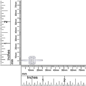 SAVEARTH DIAMONDS 1 Carat 5X7MM Emerald Cut Lab Created Moissanite Diamond Bezel Set Solitaire Engagement Ring for Women in 14K White Gold Plated 925 Sterling Silver (Color : G-H, Clarity : VVS1)-7