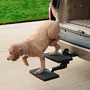 PetSafe Happy Ride Dog Hitch Step - Easy to Install on Any 2 Inch Vehicle Hitch - High-Traction Steps - Folds Down for Travel - Supports Pets up to 200 lb - Great for SUVs and Trucks