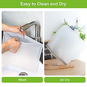 Moretoes 8 Pack Reusable Bags, Reusable Freezer Bags Leakproof Bags Dishwasher Safe for Marinate, Travel, Kitchen Organization (Large, Gray)