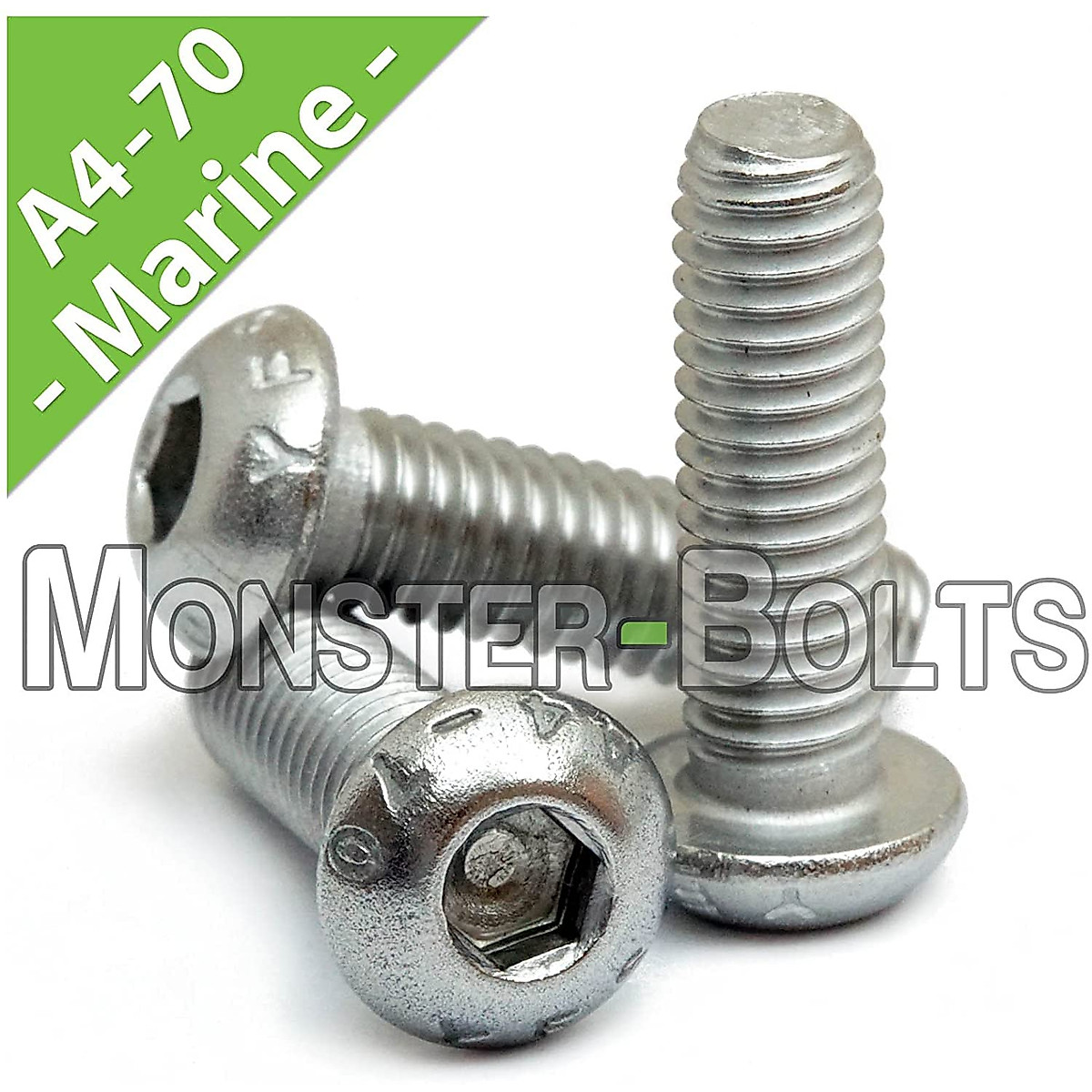 MonsterBolts - M5 x 10mm Button Head Socket Cap Screws, ISO 7380, Marine Grade Stainless Steel, 10 Pack