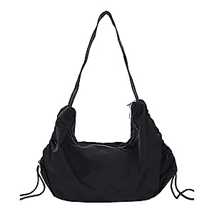 Large Capacity Nylon Shoulder Bag for Women and Men Vintage Solid Soft Tote Shoulder Bag Harajuku Streetwear