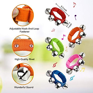 YoleShy Jingle Bells Ankle Band, Wrist Bells Band Instrument - Percussion Musical Rhythm Toys (6/10/14 Colors) (20 PCS - 10 Color)