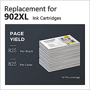 902XL Ink Cartridges LemeroSuperx Remanufactured Ink Cartridge Replacement for HP 902XL 902 XL Ink Cartridges, for 6978 6962 6950 6958 6968 6970 Combo Pack