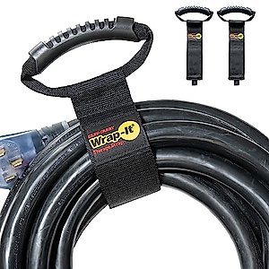 Easy-Carry Wrap-It Storage Straps - 22” (2-Pack) – Heavy-Duty Hook and Loop Cord Carrying Strap, Hanger, and Organizer with Handle for Pool Hoses, Garden Hoses, Cords, Cables and More