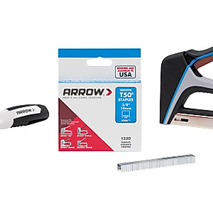 Arrow Fastener T50XKIT1000 TacMate Heavy Duty Staple Gun Kit for Upholstery, Furniture, Office, Decorating, Includes Staple Remover and 1,000 Staples, Black and Silver
