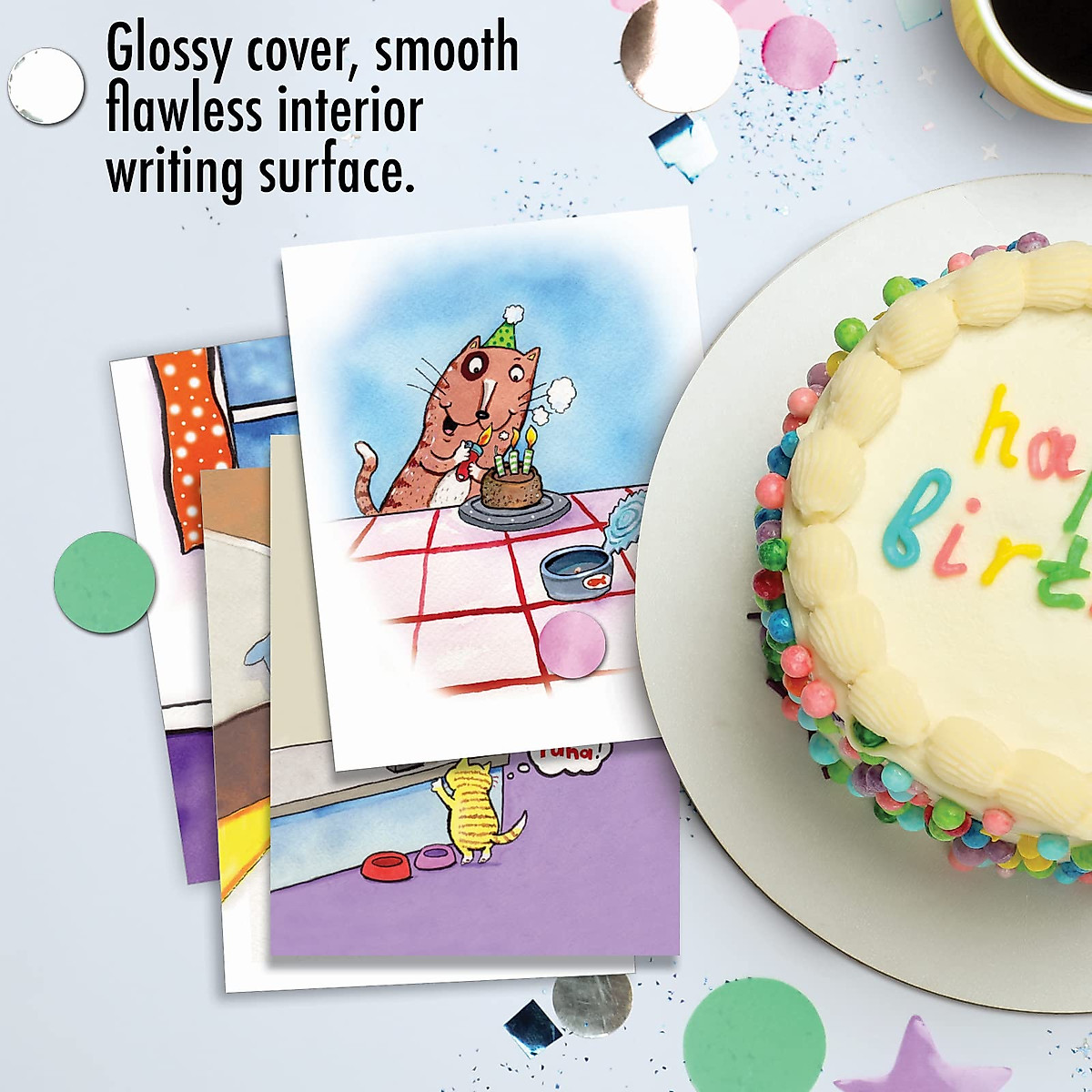 The Best Card Company - 10 Cute Birthday Note Cards with Envelopes (4 x 5.12 Inch) - Pets and Animal Notecards, Boxed Assortment - Kitty Birthday M3791BDG-B1x10