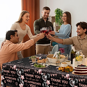 Bezkega We Appreciate You Tablecloth Decoration,Thank You Party Decoration 3cs Rose Gold Thank You for All You Do Table Covers for Appreciate Party Employee Teacher Doctor Decor