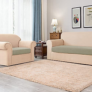Ouka Sofa Cushion Cover, Stretch Couch Seat Cushion Cover, Reversible Cushion Protector , Soft Chair Loveseat Sofa Cushion Protector(Large,Sand)