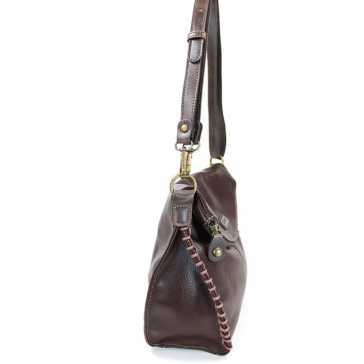 CHALA Charming Crossbody Mid Size Handbag with Mini Butterfly/Dragonfly Key fob (Dark Brown)