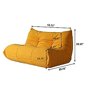 TIFLON Lazy Floor Sofa,Minimalist Sofa Couches,Teddy Velvet LoveSeat Sofa,Fireside Chair,Tatami Sofa,Corner Relax Sofa Couch for Living Room Bedroom Salon Office (Yellow, 2Seat)