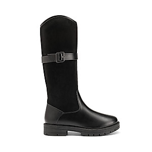 DREAM PAIRS SDBO221K Girls Knee High Buckle Fashion Riding Boots Little Kid/Big Kid Black Size 4