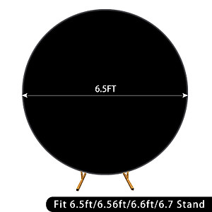 6.5ft Black Round Backdrop Cover Suitable for 6.5ft 6.56ft 6.6ft Circle Stand, Pure Black Spandex Wrinkle Free Birthday Party Wedding Photography Circle Backdrop Cover Arch Background