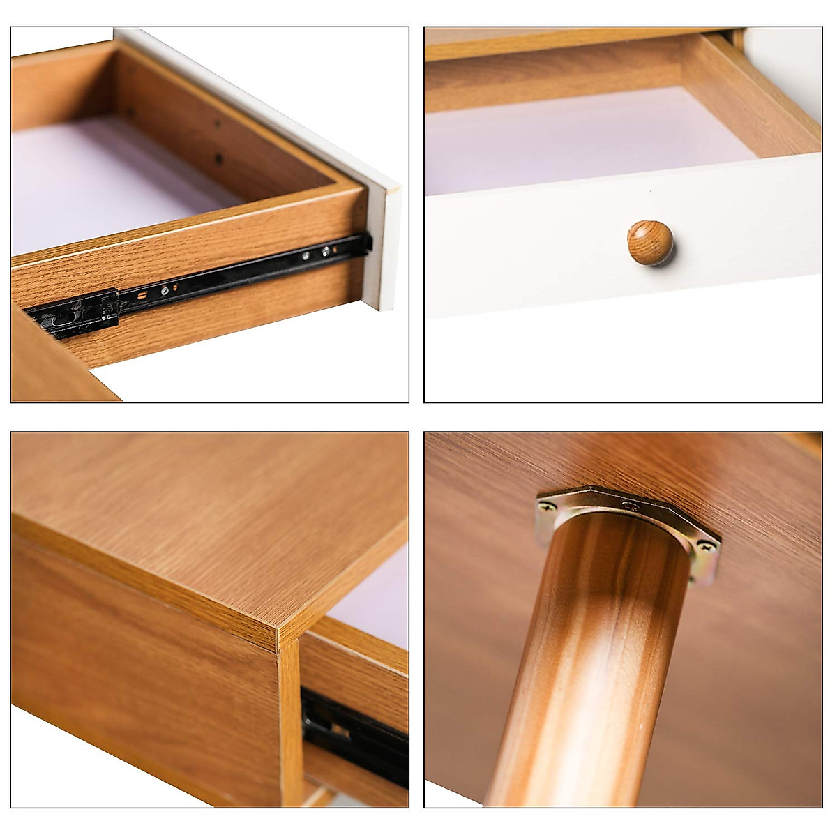 CERBIOR Writing Computer Desk, Laptop Notebook PC Workstation with 3 Drawers, Modern Simple Study Makeup Vanity Table Modern Furniture for Home Office, Burlywood