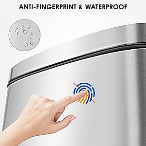 Arlopu 8 Gallon Step Trash Can, Stainless Steel Garbage Bin, Soft-Close Rubbish Bin with Removable Plastic Inner Bucket, Fingerprint-Proof, Lid Dustbin, Suit for Kitchen Home Office (30L,Silver)