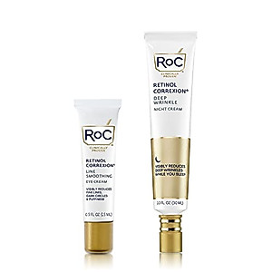 RoC Retinol Value Set Duo, Deep Wrinkle Anti-Aging Night Face Cream + Retinol Correxion Daily Eye Cream, Under Eye Cream for Dark Circles & Puffiness, Moisturizer for Deep Set Wrinkles