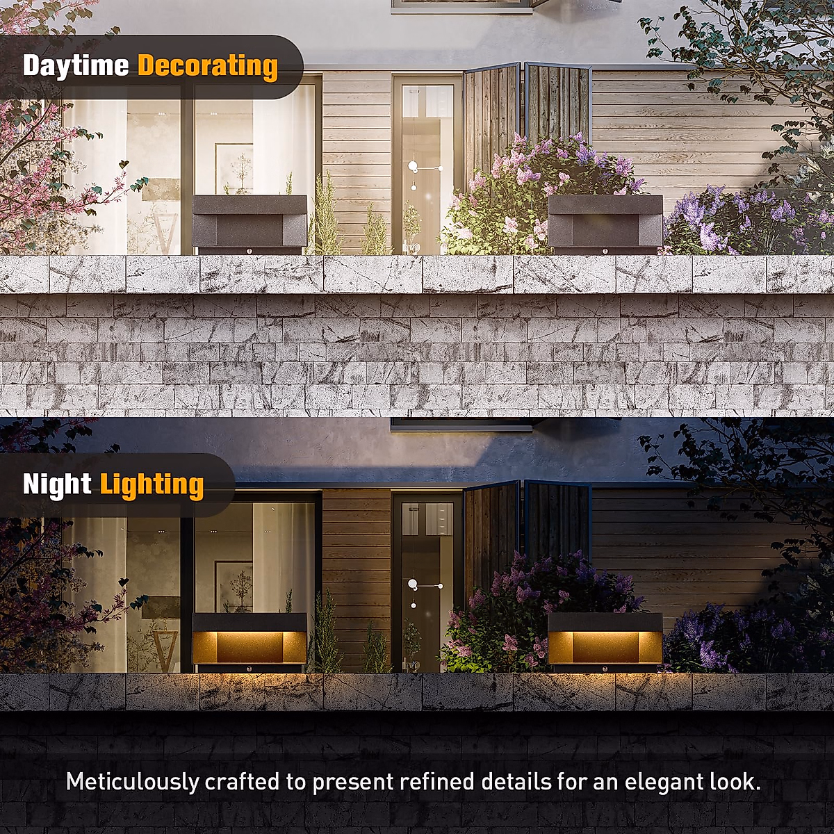 MVBT Outdoor Modern Post Light, 7.9" LED Column Pillar Lamp Fence Deck Cap Lights Waterproof Hard Wired Lantern 3000K Luxury Landscape Lighting for Patio Driveway Posts Garden Yard Decoration