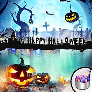 Halloween Mist Maker, Halloween LED Ultrasonic Mister Fogger with Light Witch Cauldron Diffuser Fog Machine Atomizer Bowl Terrarium High Output Humidifier Water Vaporizer with Splash Guard Float Disc