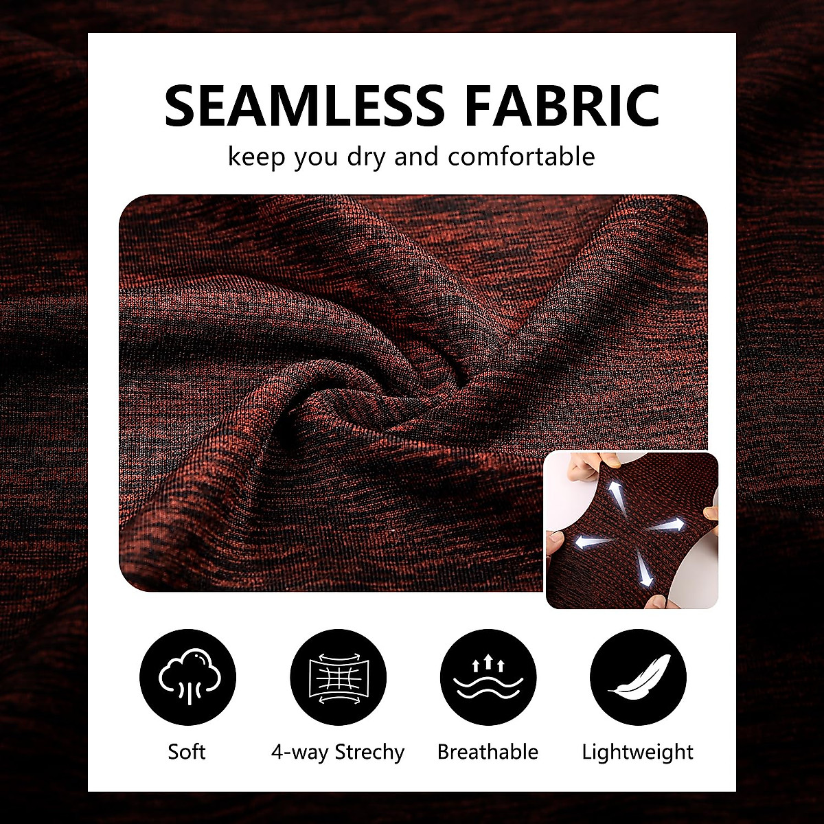 VANTONIA Women's Seamless Long Sleeve Crop Top Cute Workout Yoga Top Breathable Sports Running Gym Shirts with Thumb Holes Brown Marl Small