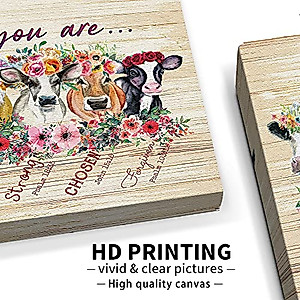 Cute Cow Canvas Wall Art God Says You Are Funny Rustic Farm Cow Kitchen Decor Quotes Pictures Modern Giclee Print Painting Home Decoration For Living Room Bedroom Framed Ready To Hang 12x16inch