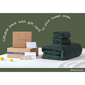 CLOUDS HUG Duvet Cover Queen - Herringbone Fleece Thick Warm Bedding, Fuzzy Soft Cozy Queen Duvet Cover for All Seasons, 3 Pieces Home Bedding Duvet Cover (Dark Green, Queen, 90x90)