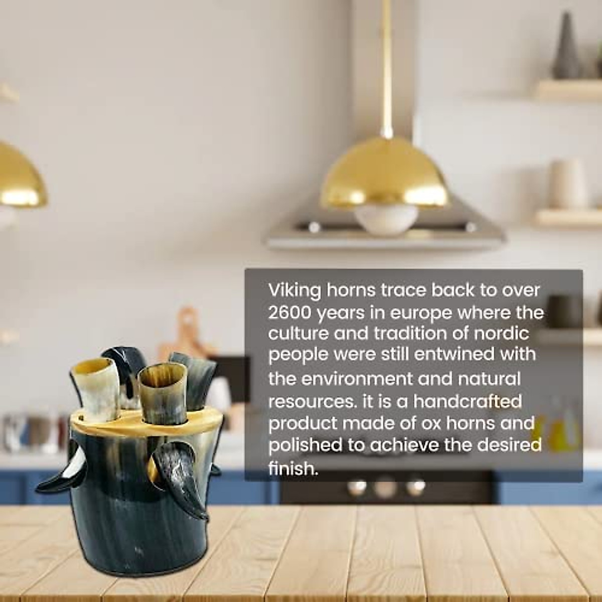 NAQSH Viking Culture Drinking Horn Cup 4 Set -2-3oz - Horn Mugs With Stand, Handmade Cool & Unique Ox Norse for Hot & Cold Drinks Gift for Men and Women (Polished 4 Small Horns)