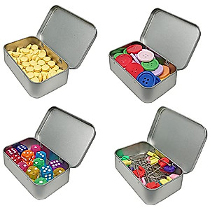 Axe Sickle 4 Pack Tin Box Containers 3.7 x 2.4 x 0.8 Inch Metal Tins Storage Box with Hinge Lids, for Home Storage, Outdoor Active Storage Containers, Home Organizer Small Tins, Silver