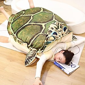 CARTBAE Turtle Shell Stuffed Animal Soft and comfortable Tortoise Plush Pillow Creative Turtle Costume Plush Toy (23.6 in)