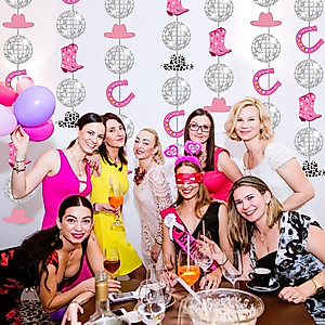 8 Pcs Cowgirl Bachelorette Party Decorations Glitter Cowgirl Disco Ball Garland String Western Cowgirl Party Hanging Decorations Cow Girls Hanging Swirls