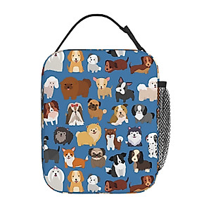 Gbuzozie Cute Puppy Dogs Animal Lunch Bag Insulated Portable Reusable Lunch Box With Zipper For Picnic Work Office Travel School
