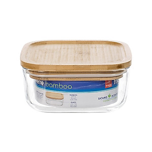 Bormioli Rocco Frigoverre Bamboo 33.75 oz. 6" Square Glass Food Storage Container with Bamboo Lid, Set of 12