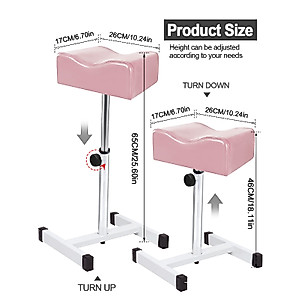 Kalolary Pedicure Foot Rest, Adjustable Height Pedicure Stool Manicure Nail Equipment for Nail Technician Salon Spa (Pink)