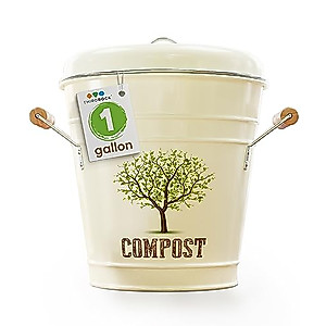 Third Rock Compost Bin Kitchen – 1.0 Gallon Countertop Compost Bin with Lid – Kitchen Compost Bin Countertop – Indoor Compost Bin Kitchen Counter Includes Inner Compost Bucket Liner - Indoor Composter