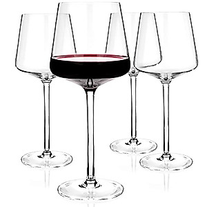 LUXBE - Crystal Wine Glasses 20.5-ounce, Set of 4 - Red or White Wine Large Glasses - Pinot Noir - Burgundy - Bordeaux - 600ml