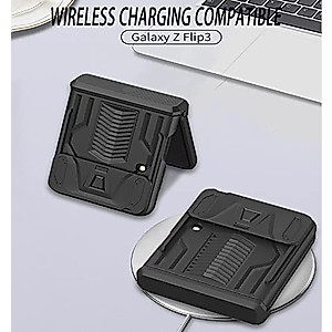 COCOING for Samsung Galaxy Z Flip 3 Case with Hinge Protection Device and Sliding Camera Protection Cover,Military-Grade Armor Protection Case for Samsung Z Flip 3 5G (Black)