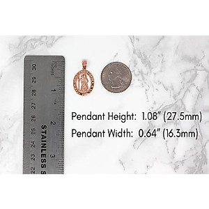CaliRoseJewelry 14k Saint Christopher Pray for Us Oval Charm Pendant Necklace in Rose Gold, 18"