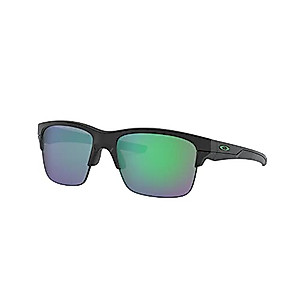 Oakley Men's OO9316 Thinlink Rectangular Sunglasses, Matte Black/Jade Iridium, 63 mm