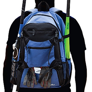 Athletico Advantage Baseball Bag - Baseball Backpack with External Helmet Holder for Baseball, T-Ball & Softball Equipment & Gear for Youth and Adults | Holds Bat, Helmet, Glove, Shoes (Blue)
