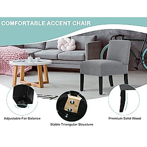 Accent Chair Set of 2, Living Room Chair, Small Chair for Bedroom, Accent Chairs for Living Room Office, Small Modern Armless Accent Chair, Side Bedroom Chairs with Thick Sponge Cushion, Grey