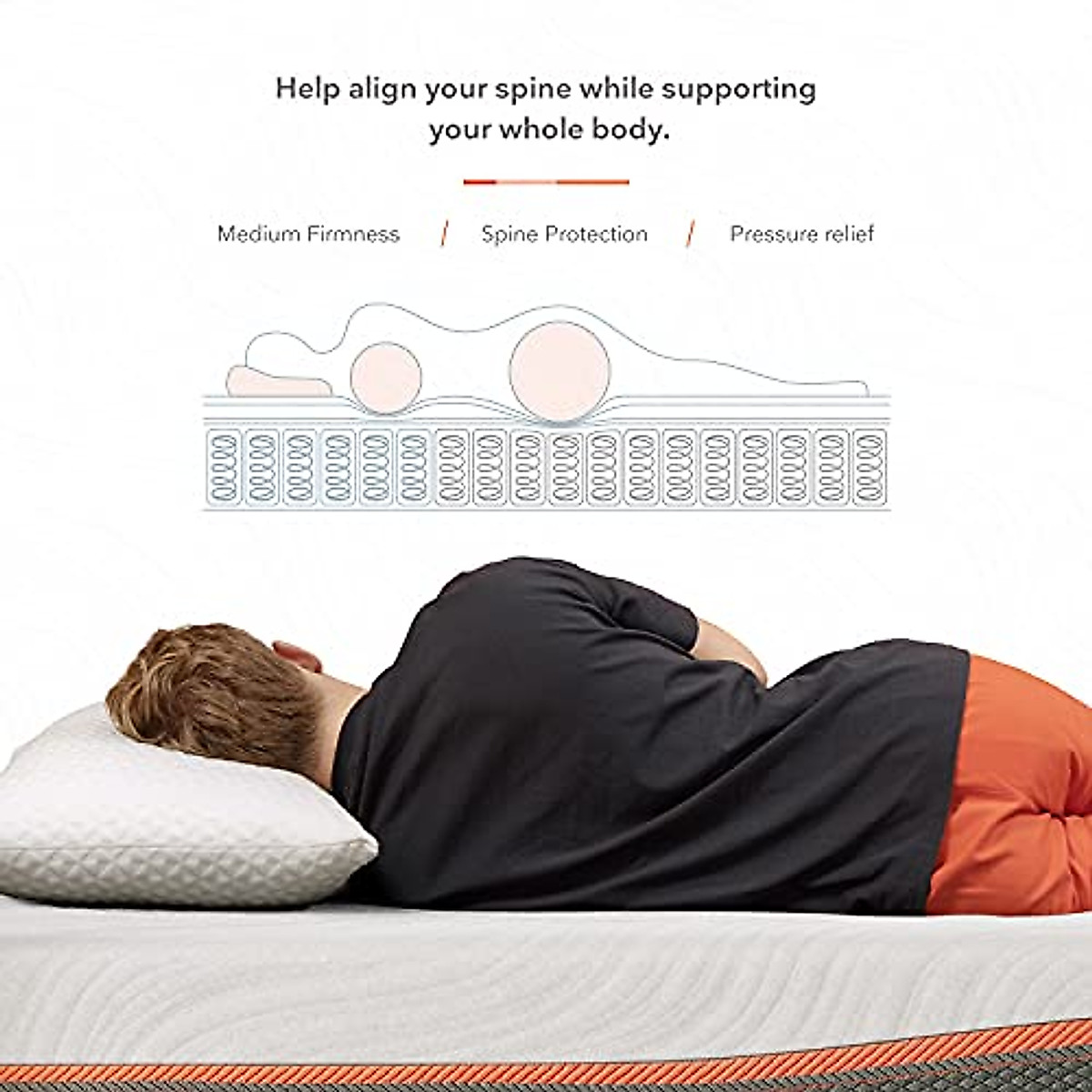 Sweetnight Queen Mattress, 10” Memory Foam Hybrid Mattress in a Box, Individually Wrapped Coils for Motion Isolation, with Moisture Wicking Adaptive Cover, Medium Firm Bed Mattress, Queen Size