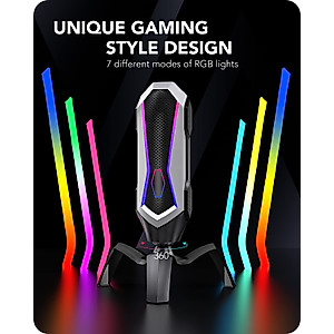 PoP voice USB Microphone, Condenser Gaming Mic for PC, PS4 and Mac, with Tap-to-Mute Sensor and Tripod Stand, Best for Games, Streaming, Podcasts, Twitch, YouTube, Discord, OBS, TeamSpeak