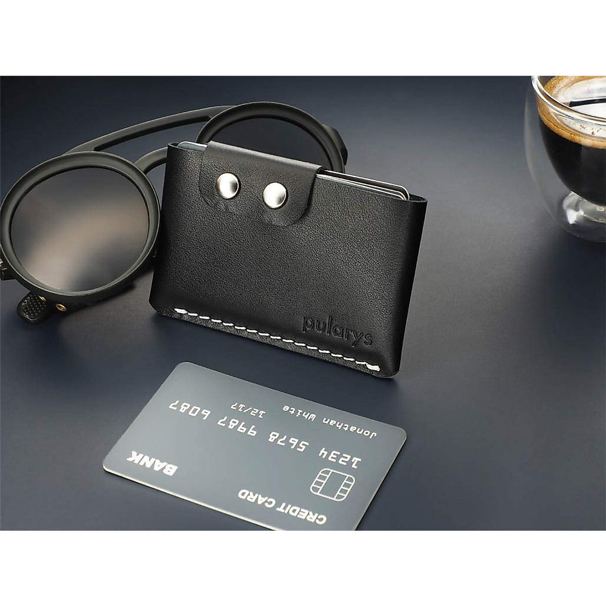 PULARYS Mini Wallet HOBBY - Credit Card Case - Italian Leather - Space for up to 8 Cards - Pockets for Coins and Bills - Modern Design For Men and Women - Fashionable Colors