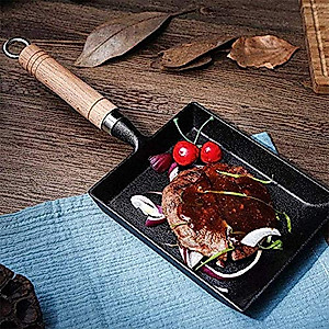 JKLove Cast Iron Skillet Nonstick Tamagoyaki Pan Grill Pan Japanese Omelette Egg Pan Pancake Pan Square Frying Pan Non-stick Coating Cast Iron Skillet Rectangle Small Grill Tamagoyaki Pan