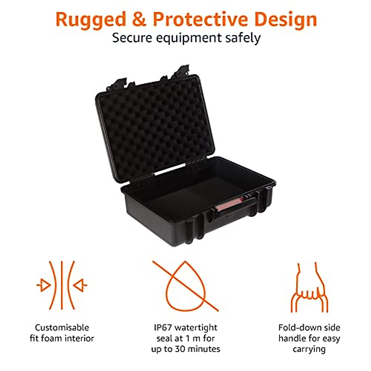 Amazon Basics Medium Hard Camera Case, 18 x 14 x 6 Inches, Black, Solid